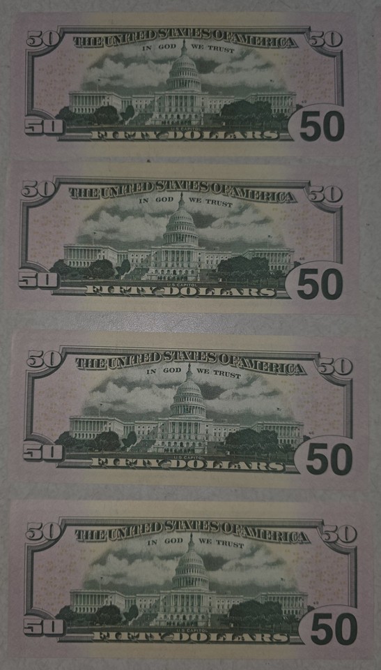 7 UNCIRCULATED 2017A $50 Dollar Bills With Sequential Serial Numbers ...