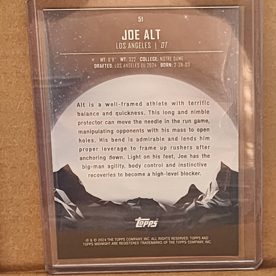 Joe Alt 2024 Midnight Rookie Card Los Angeles Chargers | eBay