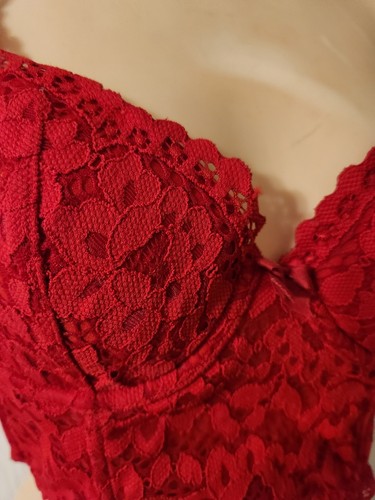 Victoria's Secret 34B BUSTIER Bra Red Lace Padded Underwire | eBay