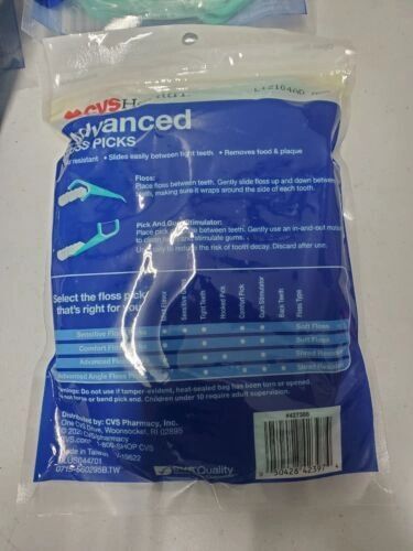 CVS Health Advanced Floss Picks Mint Flavor, 165 Each x 36 Bags = 5940 ...