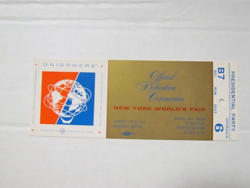 1964 Official Opening Day New York Worlds Fair Ticket | eBay