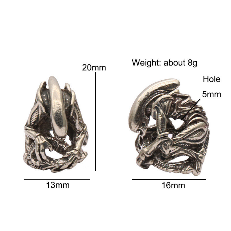 EDC Alien Outdoor Paracord Knife Beads Punk Lanyard White Brass DIY ...