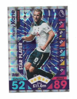 2016-17 Topps Match Attax Star Player #306 Harry Kane (Tottenham ...