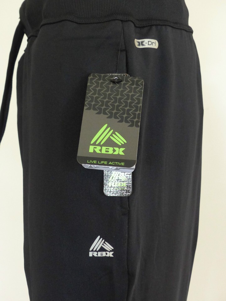 RBX Men Pants SMALL & LARGE BLACK JOGGING Running Athletic X Dri NWT ...