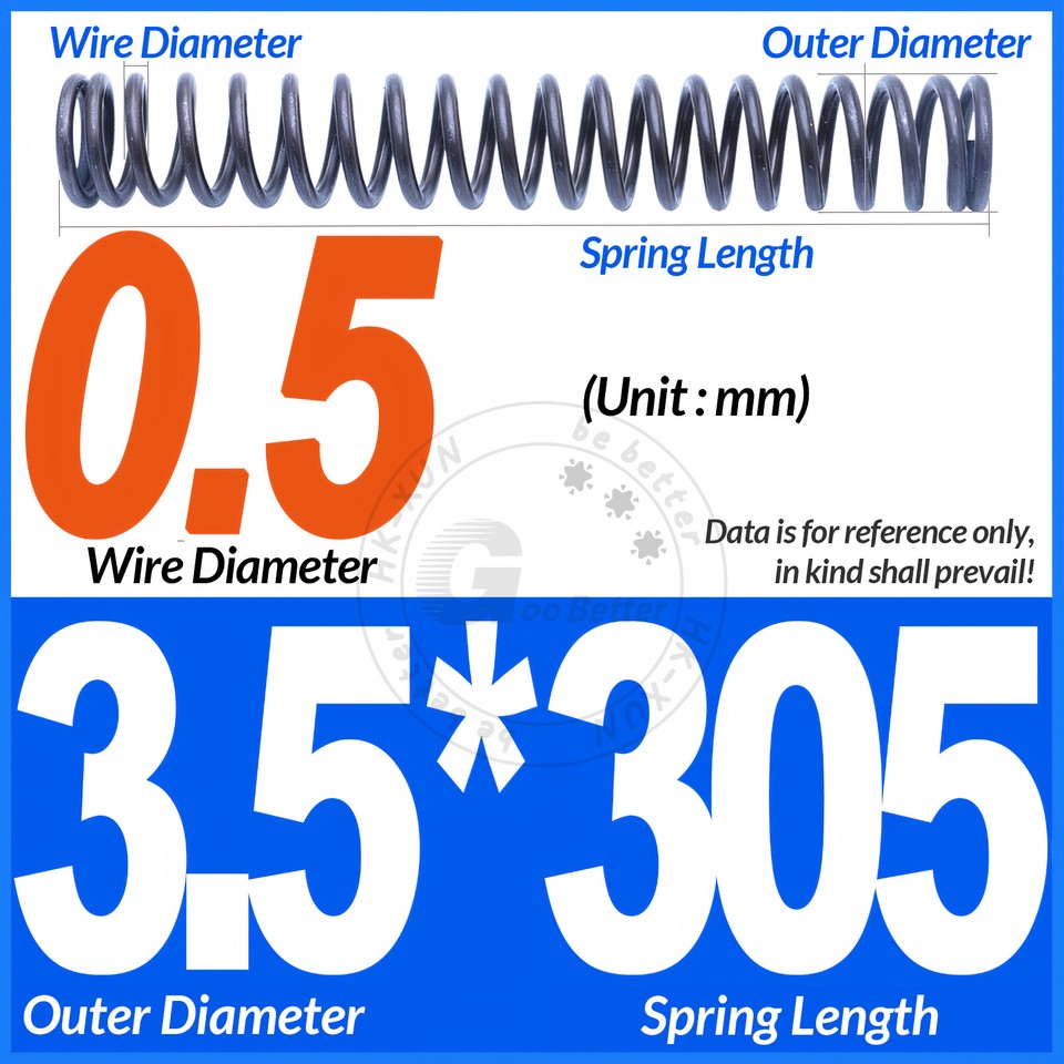 Length 305mm Compression Spring Pressure Springs OD 3-60mm Wire Dia 0 ...