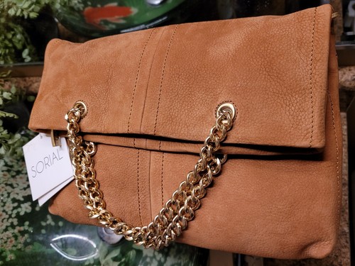 SORIAL "HELENA" fold over SOFT SUEDE PEBBLE LEATHER TOTE | eBay