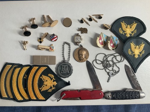 Junk Drawer Lot Vintage military, Political, College, Men’s Jewelry ...