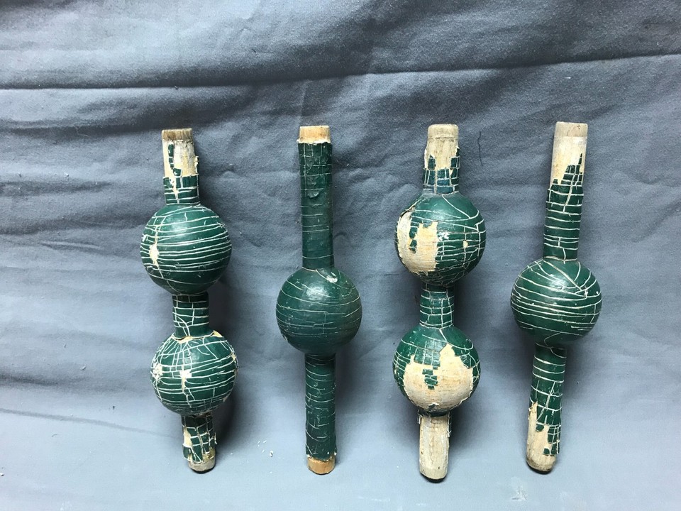Antique Set 4 Small Wood Porch Span Spindles 2x8 Stick & Balls VTG Chic ...