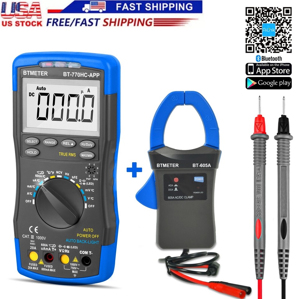Digital Multimeter AC/DC Current Voltage Autorange TRMS Amp Ohm Meter ...