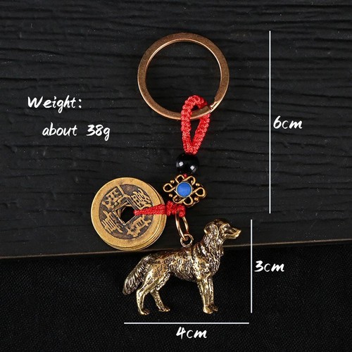 Pure Brass Dog Puppy Bulldog Keyring Lanyard Pendant Rope Keychain ...
