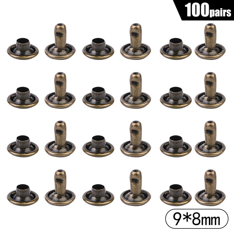 100Pcs Metal Double Cap Rivets Round Screw Nail Strap Rivets for ...