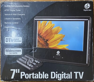 DIGITAL LABS PORTABLE DIGITAL TV W/ 7" LCD SCREEN DT 191SA BRAND NEW ...