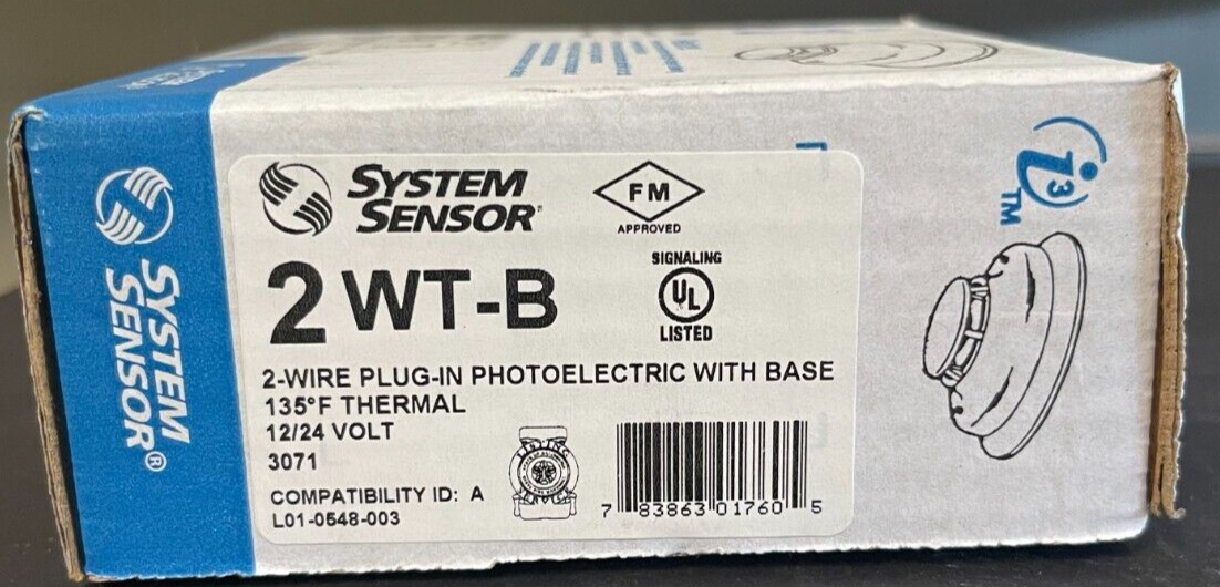 Brand New System Sensor 2WT-B Photoelectric i3 Series Smoke Detector, 2 ...