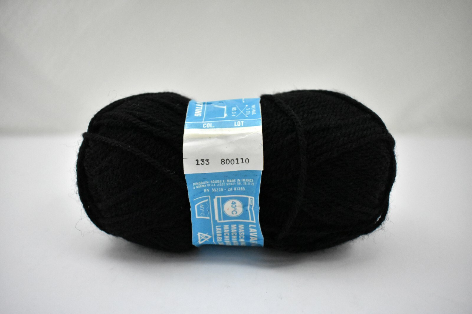 Pingouin PingoFrance Acrylic/Wool Blend Yarn - 1 Skein Color Black #133 ...