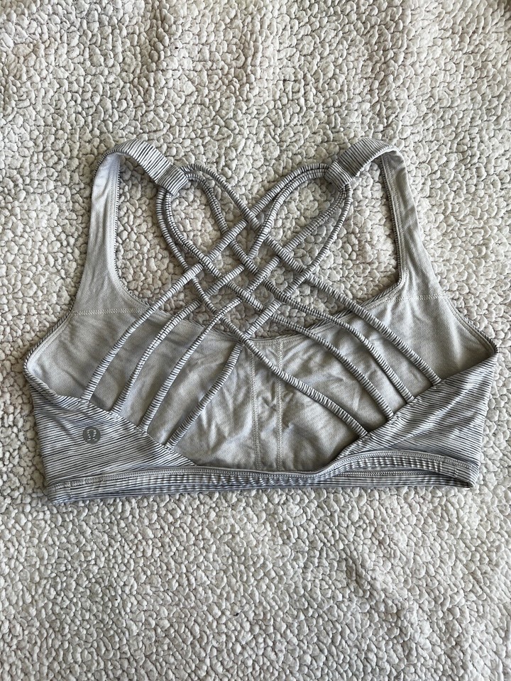 Lululemon Free to Be Sports Bra Size 8 White and Gray Stripes | eBay