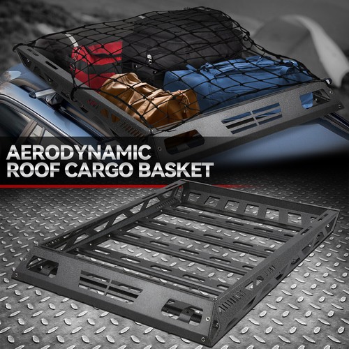 47" x 36" Steel Roof Rack Top Cargo Luggage Carrier Basket+Wind Fairing ...