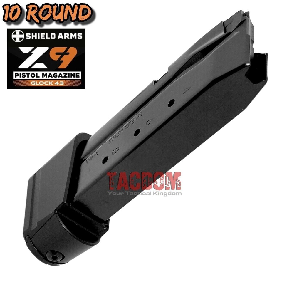 SHIELD ARMS 10 ROUND Z9 MAGAZINE for GL0CK 43 STEEL MAG - BLACK ...