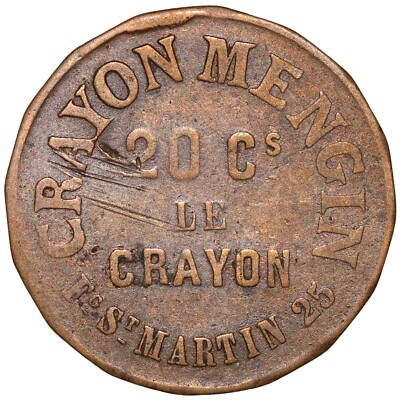c.1860 France Paris Crayon Mengin 20 Centimes Advertising Token | eBay