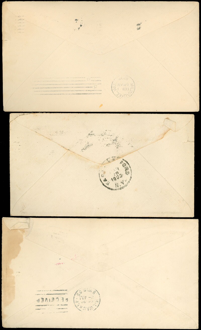 3 Scott #U362 Covers, 3 Corner Cards, 2 to ROHLFING SONS MUSIC CO ...