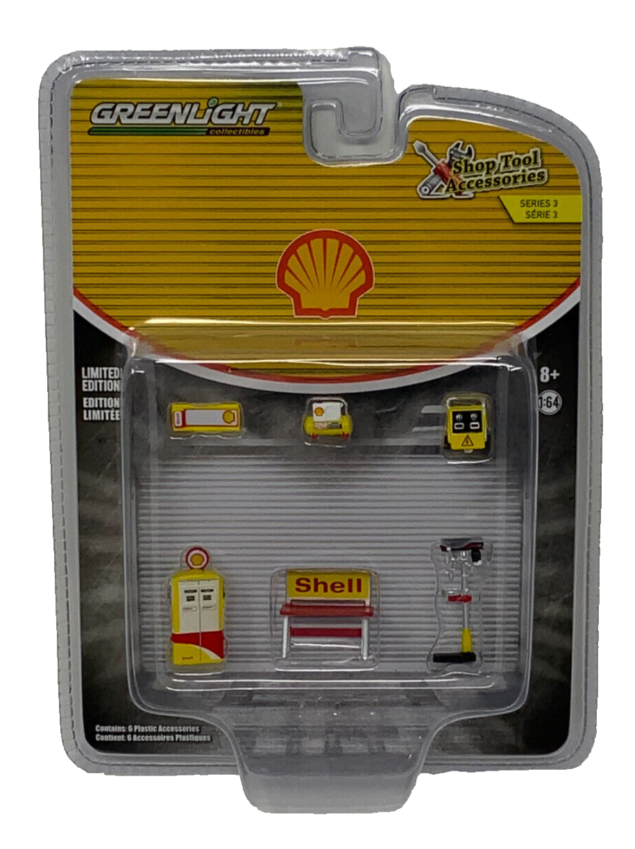 GREENLIGHT 1/64 "SHELL OIL" SHOP TOOL ACCESSORIES 6 PC SET MODELS 16060 ...