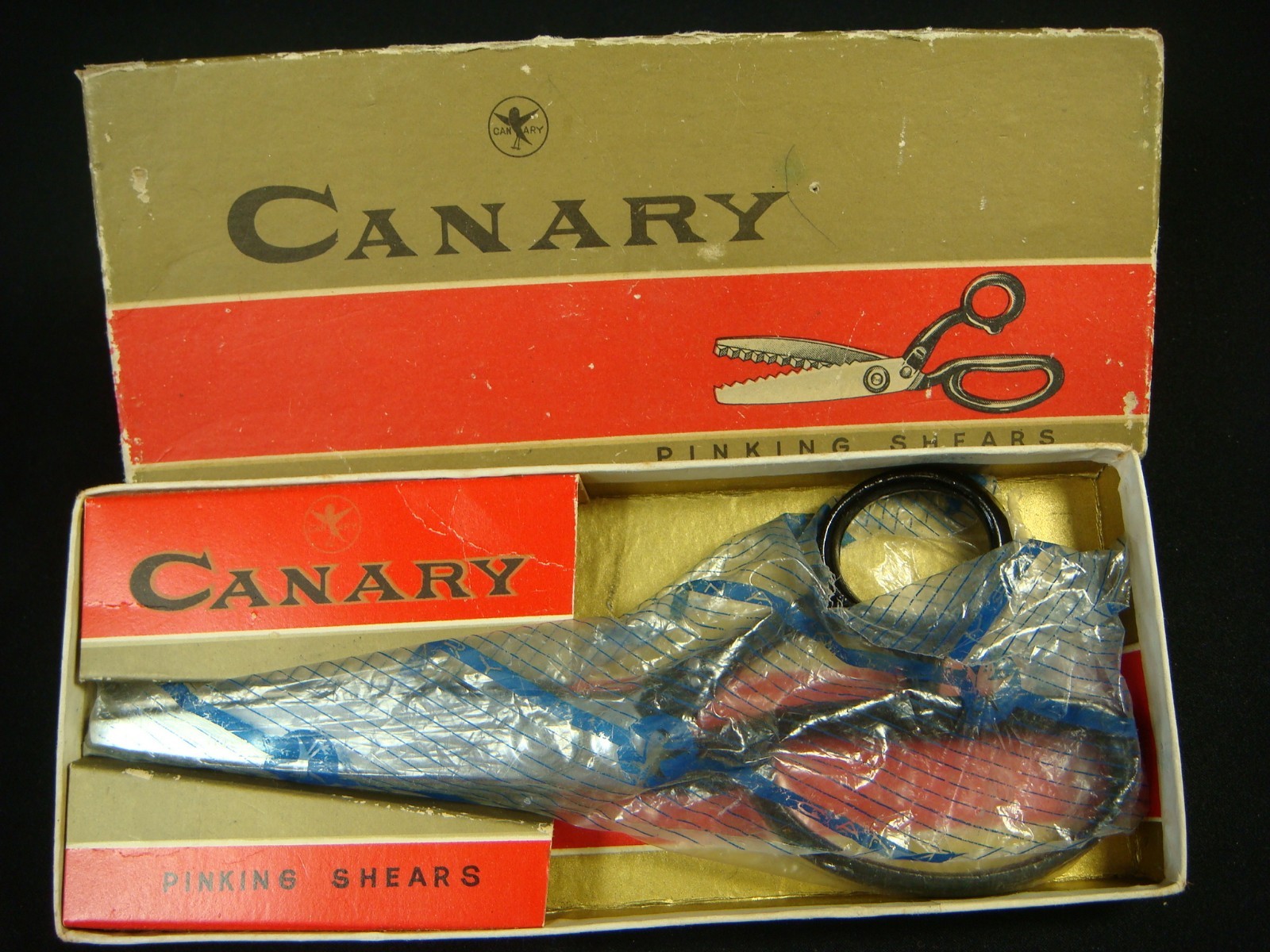 MINT Vintage Antique Canary 7" Pinking Shears in Original Red Box (B500 ...