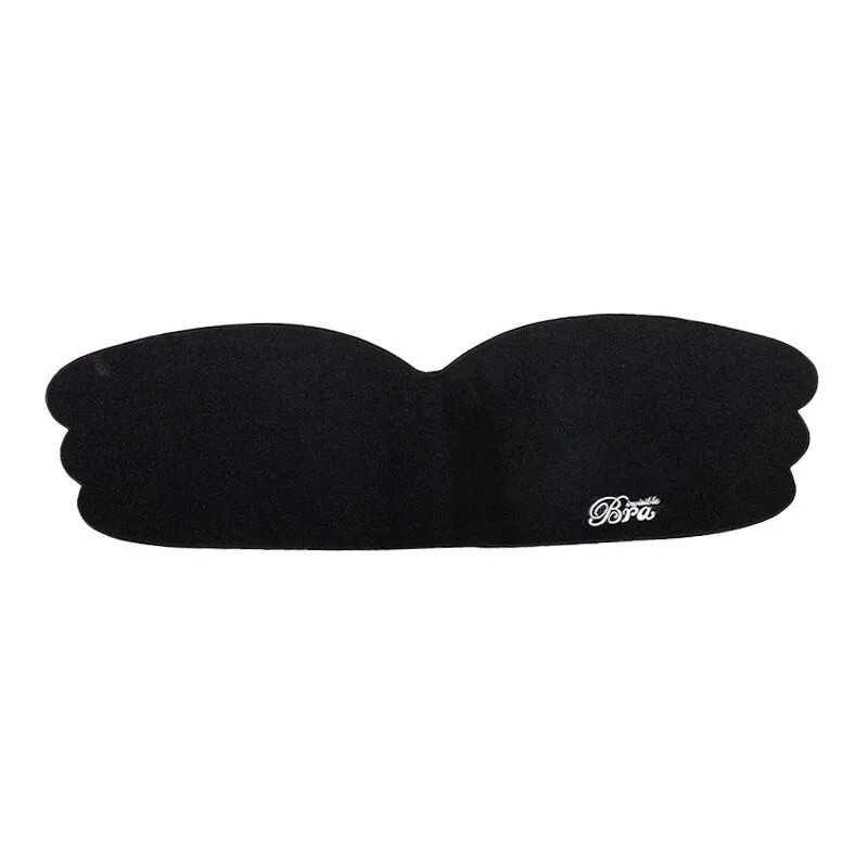 Push Up Invisible Strapless Silicone Magic Sticky Plunge Bra (Black ...