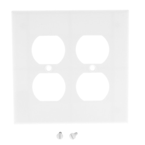 Leviton 80516-W White 2-Gang Duplex Outlet Plastic Midway Wallplate ...