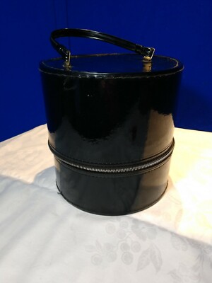 Vintage Black Vinyl Hat Or Wig Box, one burnette dynel wig included | eBay