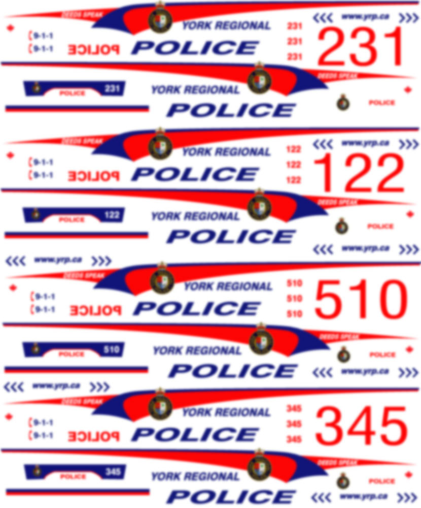 1/26 SCALE YORK REGIONAL POLICE DECALS - FOR WELLY FORD CROWN VICTORIA ...