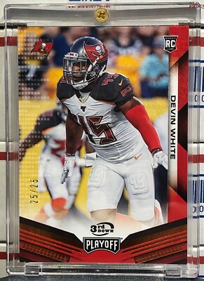 2019 PLAYOFF DEVIN WHITE ROOKIE, #299, 3RD DOWN, SERIAL #25/25, SUPER ...