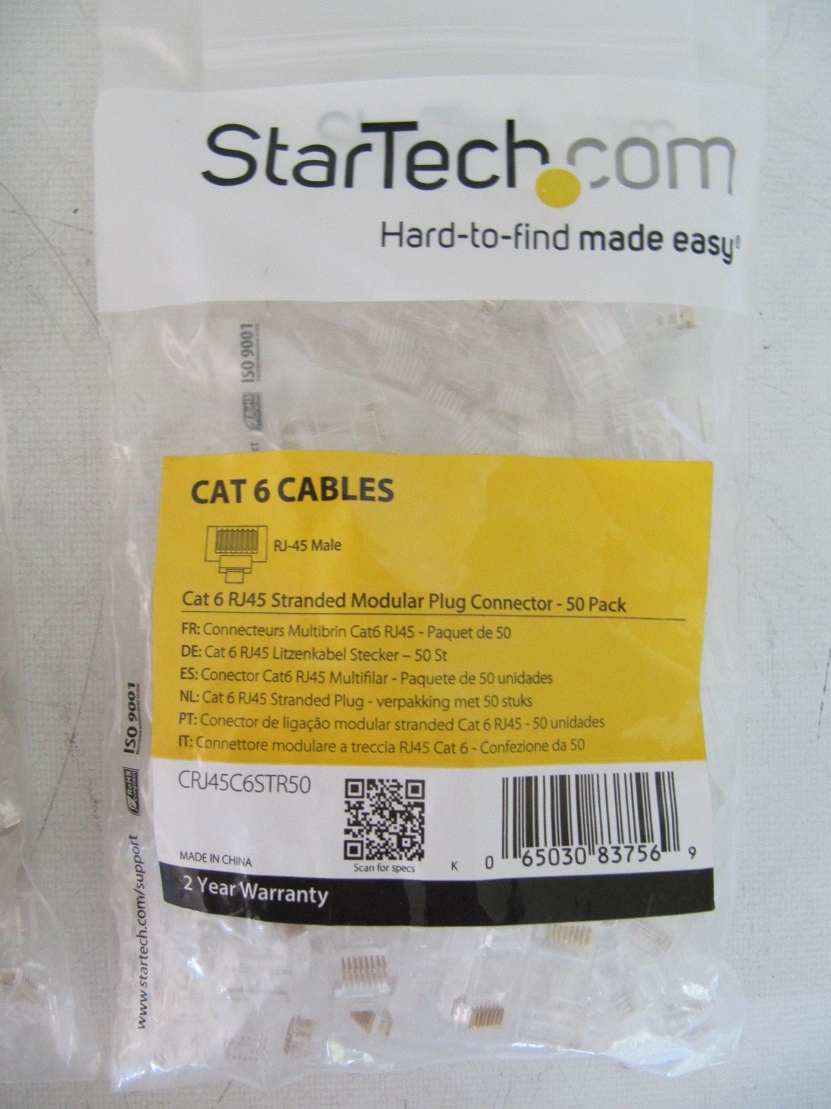 (BAG OF 50 NEW) StarTech Cat6 RJ45 Standard Modular Plug Connectors ...