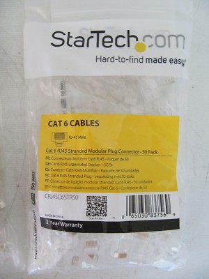 (BAG OF 50 NEW) StarTech Cat6 RJ45 Standard Modular Plug Connectors ...