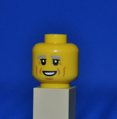 LEGO PARTS 1X MINIFIGURE HEAD/MALE/GREY BUSHY EYEBROWS/OPEN SMILE/CHEEK ...