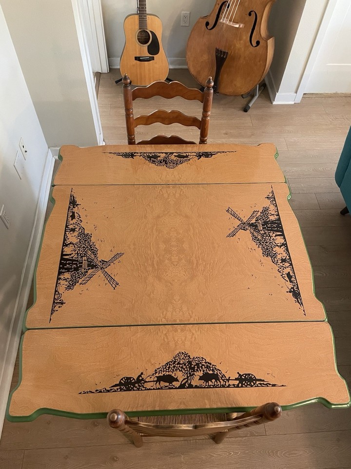 Vintage 1934 Enamel Top Ugo Mochi Table & Two Tell City Chairs | eBay