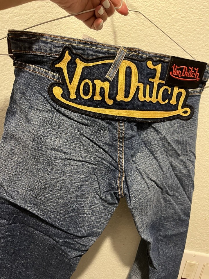 VON DUTCH HIP PATCH LOGO LOW RISE HIPPIE FLARE JEANS 27 NEW$249 | eBay