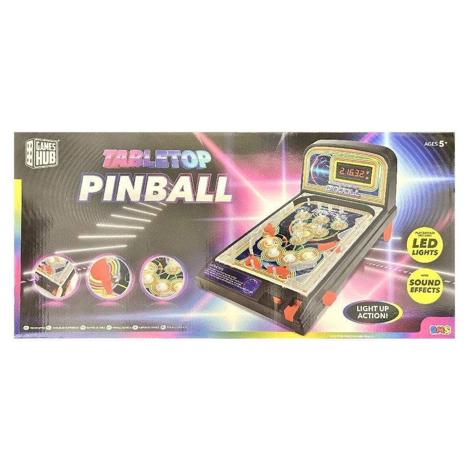 Games Hub LED Tabletop Pinball Machine with Lights, Sound Effects ...