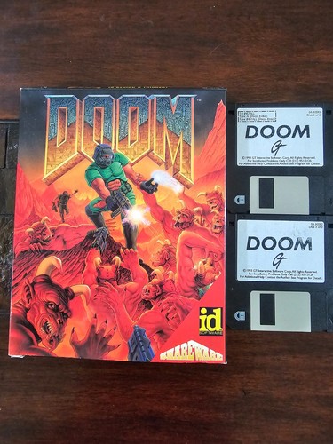 DOOM SHAREWARE 1993 PC Big Box 3.5" Diskettes Id Software GT ...