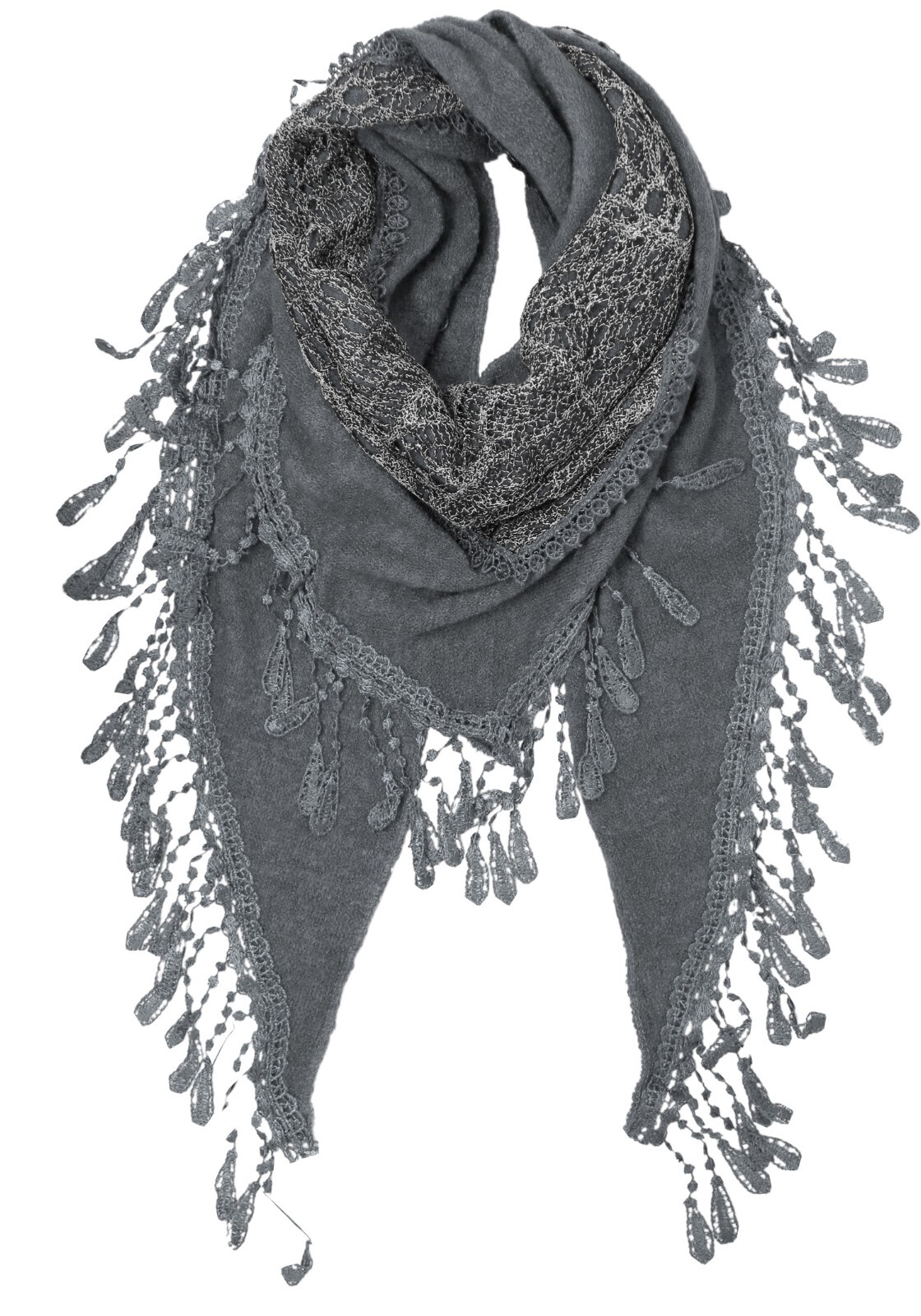 Womens Winter Triangle Scarf Hip Scarf Cover-up Lace Finish Scarf with ...