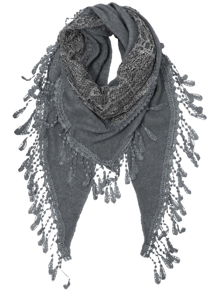 Womens Winter Triangle Scarf Hip Scarf Cover-up Lace Finish Scarf with ...