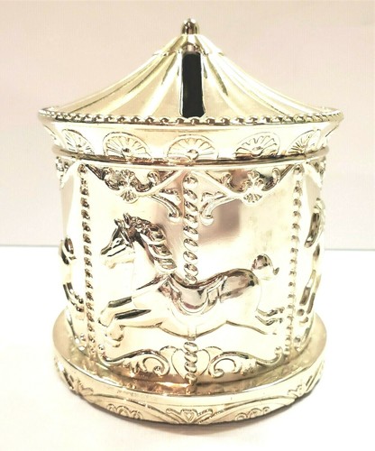 Silver Plated Metal CAROUSEL Bank Merry Go Round Horses | eBay