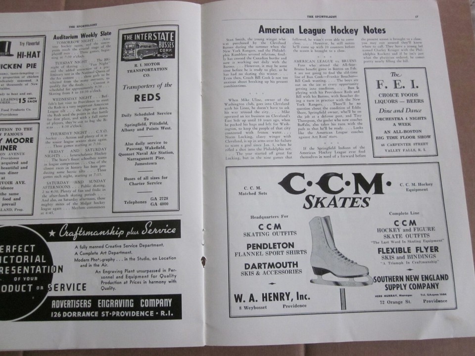 1941-42 Rhode Island Reds vs Philadelphia Rockets American Hockey ...