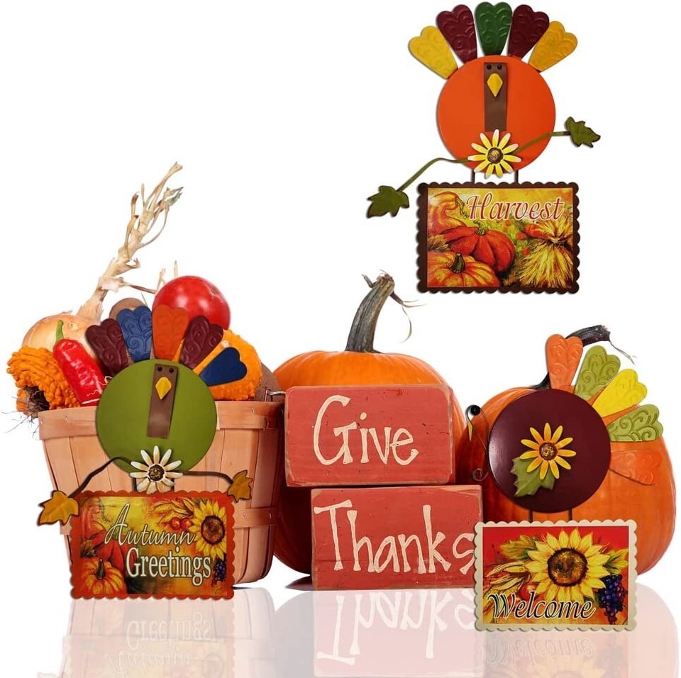 Thanksgiving Metal Turkey Hanging Door Sign Wall Decor Turkey Welcome ...