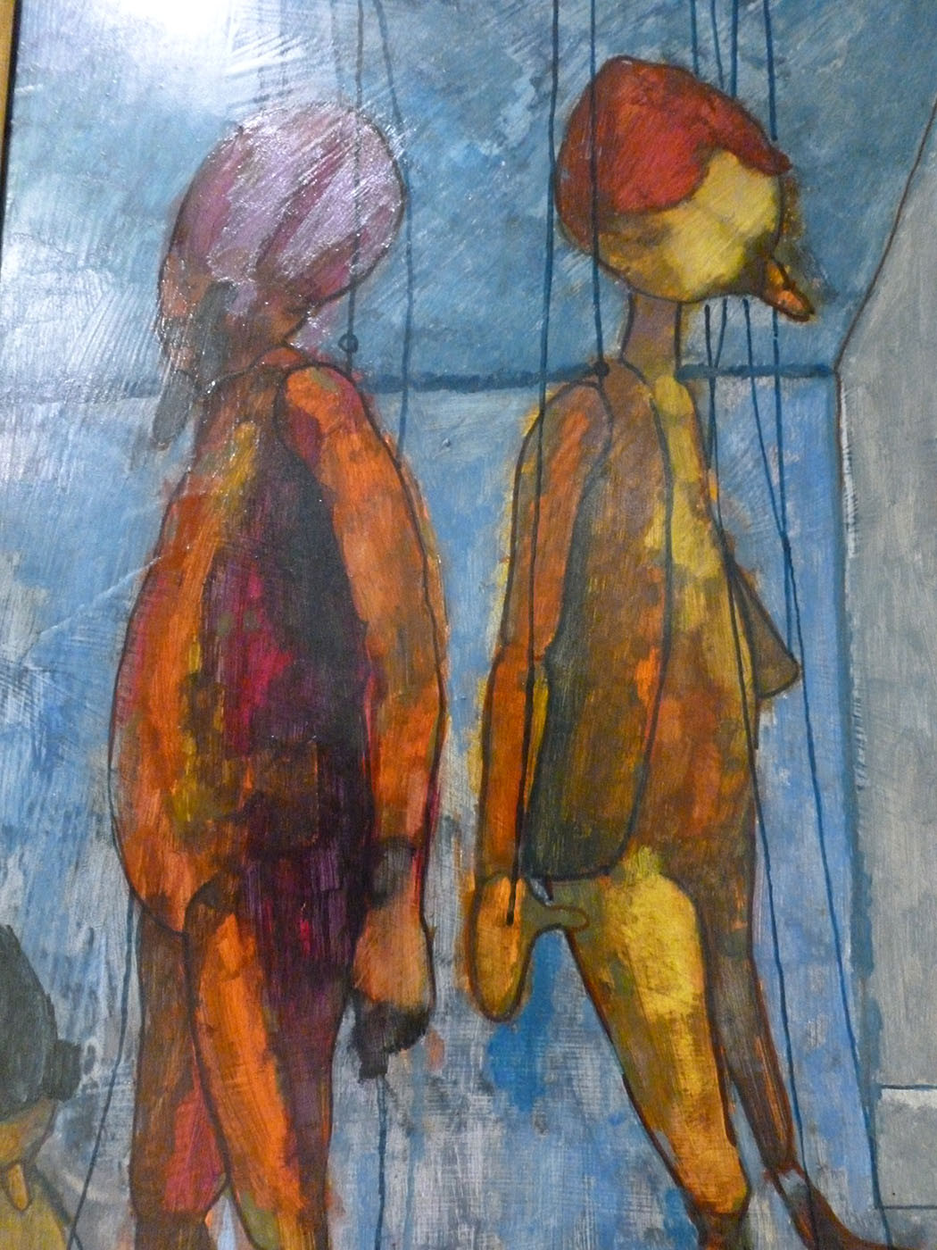 INCREDIBLE THE PUPPET SHOW IS ON 62' OIL PAINTING ON BOARD BY D. PURDY ...