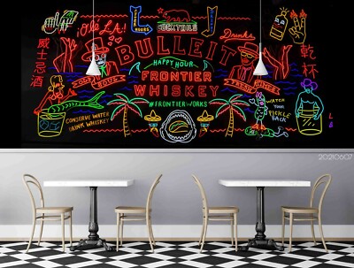 3D Neon Sign Bulleit Wallpaper Wall Mural Removable Self-adhesive ...