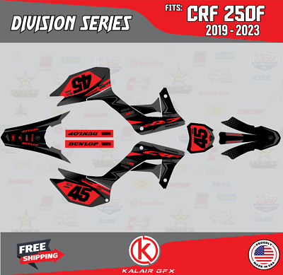 Graphics Kit for HONDA CRF250F 2019 - 2023 Division - Red Shift | eBay