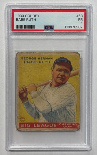 1933 Goudey Big League Chewing Gum - Babe Ruth #53 PSA 1 | eBay