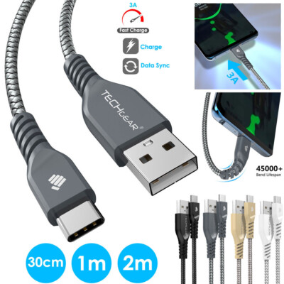 Strong BRAIDED USB-C Sync Charger Cable Lead for Oppo A40 A72 A54 A60 ...