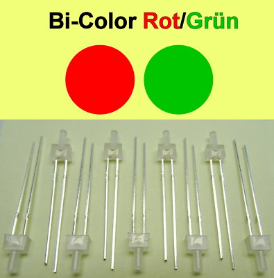 Tower LED 2mm Bi Color Rot/Grün diffus 2-Pin 1/2/5/10 Stück Wählbar ...