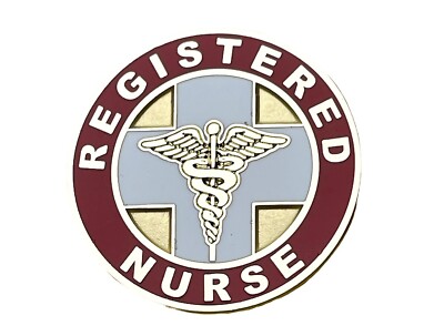 RN Registered Nurse Medical Caduceus Cross Red Gold Tone Hat Pin PMS711 ...