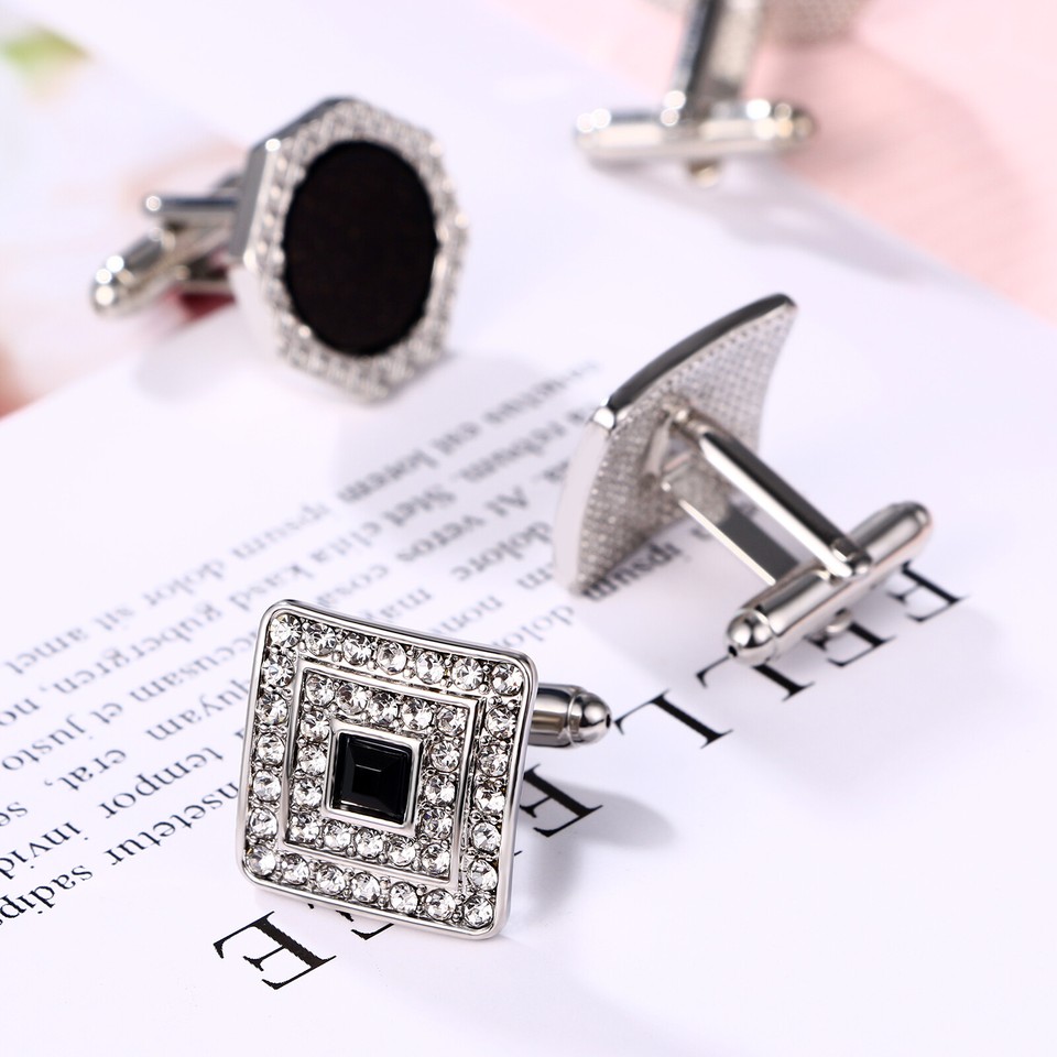 6 pairs Men's Classic Cuff Links Tuxedo Shirt Buttons Cufflinks ...